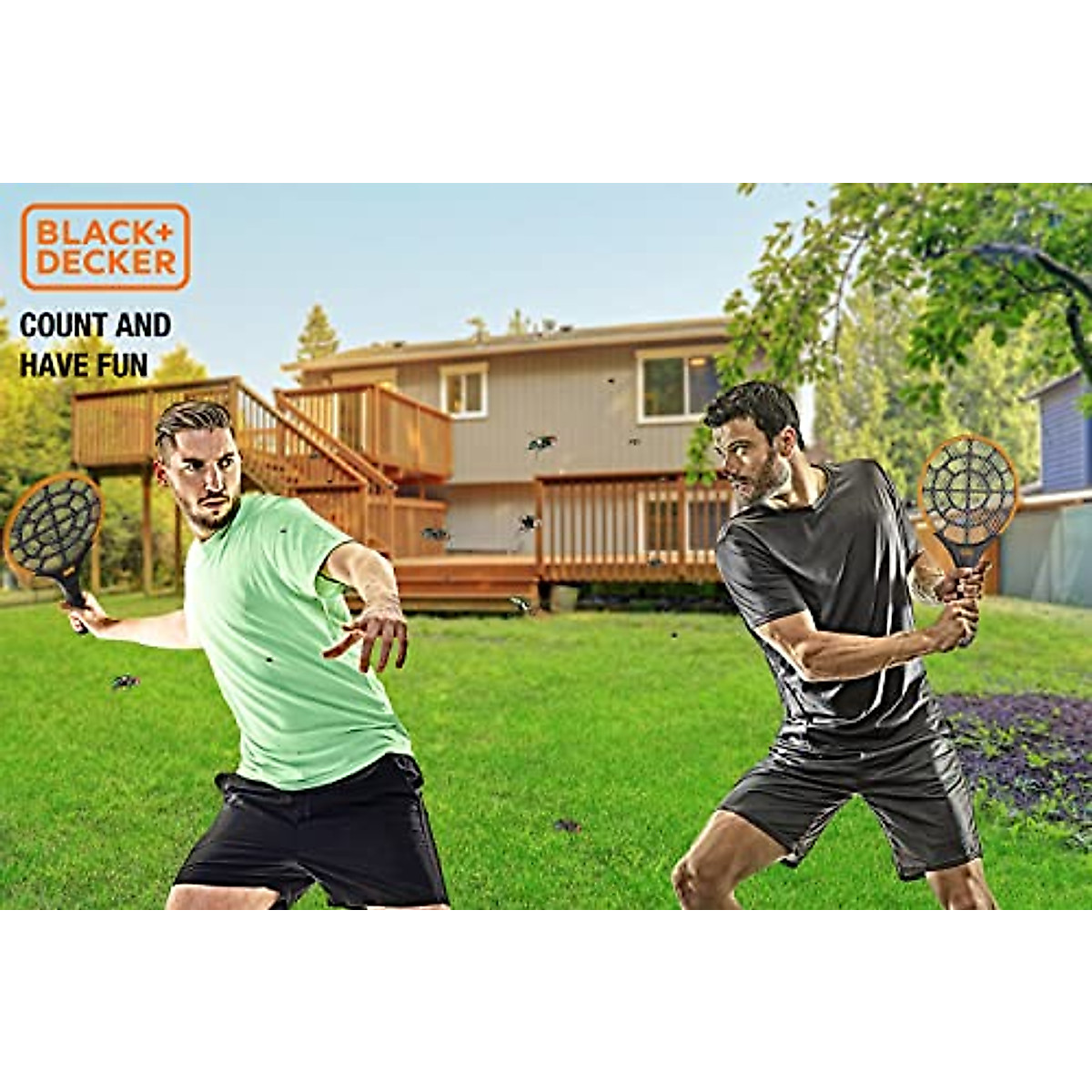 BLACK+DECKER Bug Zapper Fly Swatter Electric - Fly Zapper & Bug Zapper Indoor & Outdoor- Heavy Duty w/Counter for Flies, Mosquitoes, Gnats & Other Small to Large Flying Pests