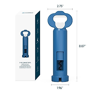 KITCHENDAO 3 in 1 Wine Bottle Opener Corkscrew with Foil Cutter, Built-in Beer Bottle Opener with Magnetic Cap Catcher, Multifunctional Corkscrews for Wine Bottles,Works Easily Like Electric Opener