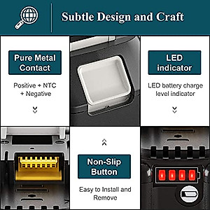 Upgraded to 6.0Ah BL1860B Replacement for Makita 18V Battery Lithium Ion BL1860 BL1850 BL1850B BL1840 BL1840B BL1830 BL1830B BL1815 BL1815B LXT-400 with LED Indicator 2 Packs