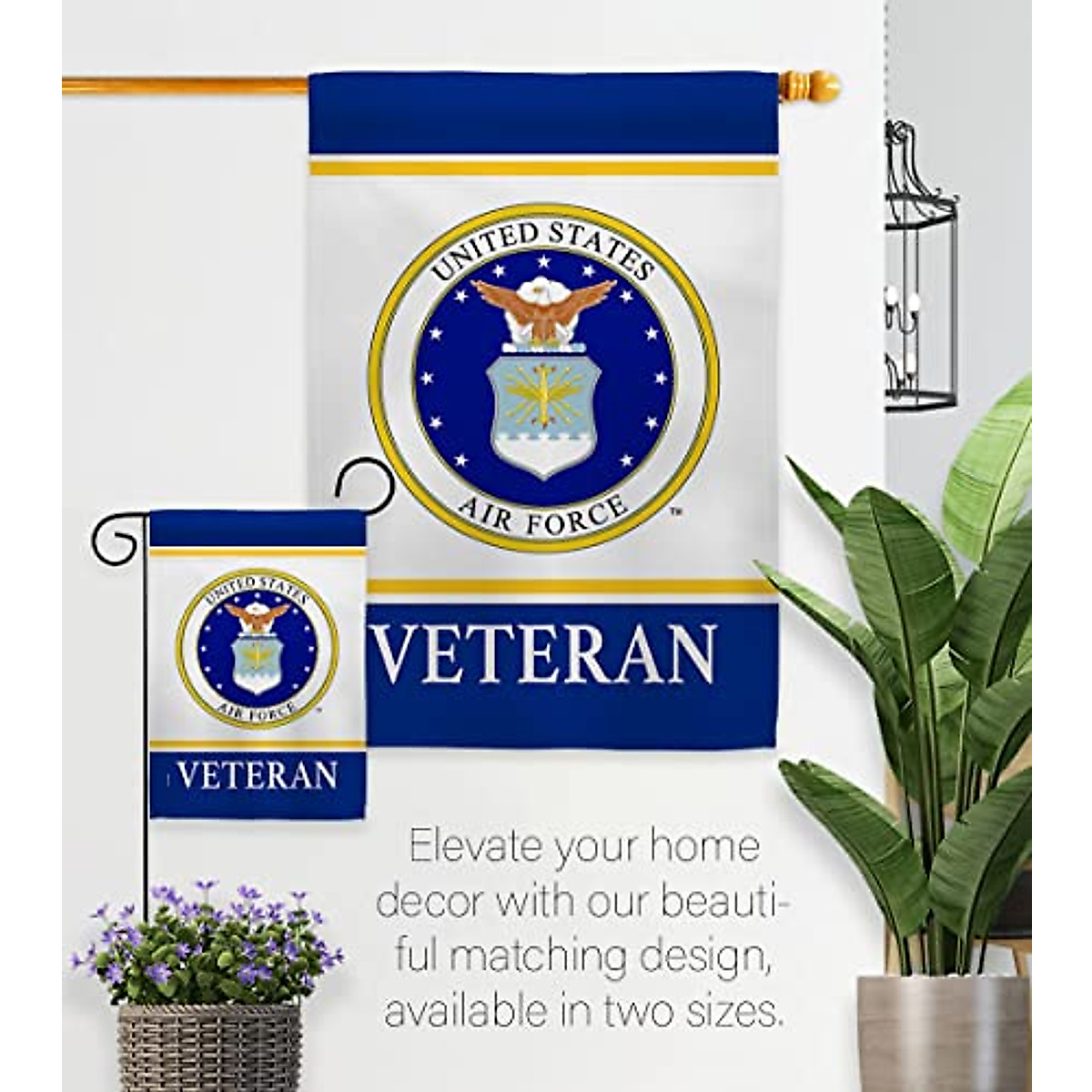 USA Decoration Air Veteran Garden Flag Armed Forces USAF United State American Military Retire Official House Decoration Banner Small Yard Gift Double-Sided, 13"x 18.5", Thick Fabric