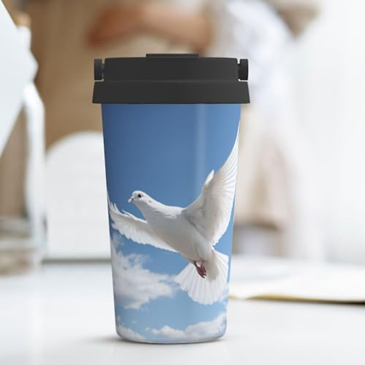 WANGXUEE Flying Dove Print 500ml Stainless Steel Travel Tumbler Double Wall Vacuum Insulated Coffee Mug