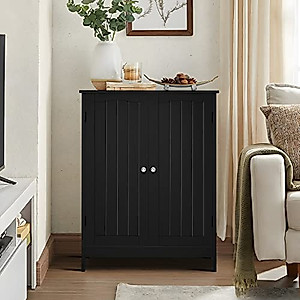Iwell Bathroom Cabinet - Bathroom Storage with 2 Doors & 2 Shelves, 3 Heights Available, Floor Cabinet for Living Room, Bedroom, Kitchen, Home Office, Black.