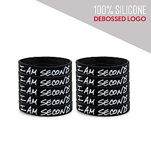 I Am Second 10-Pack Classic Adult Black Silicone Wristbands