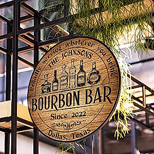 N NAMESIS All Over Printed Sign, Bar Sign, Bourbon Signs, Bar Decor, Personalized Bar Sign, Bar Signs for Home Bar, Man Cave Sign, Gift for Dad, Gift for Men, Gift for Father Day 8", 12", 18" Wood Sign