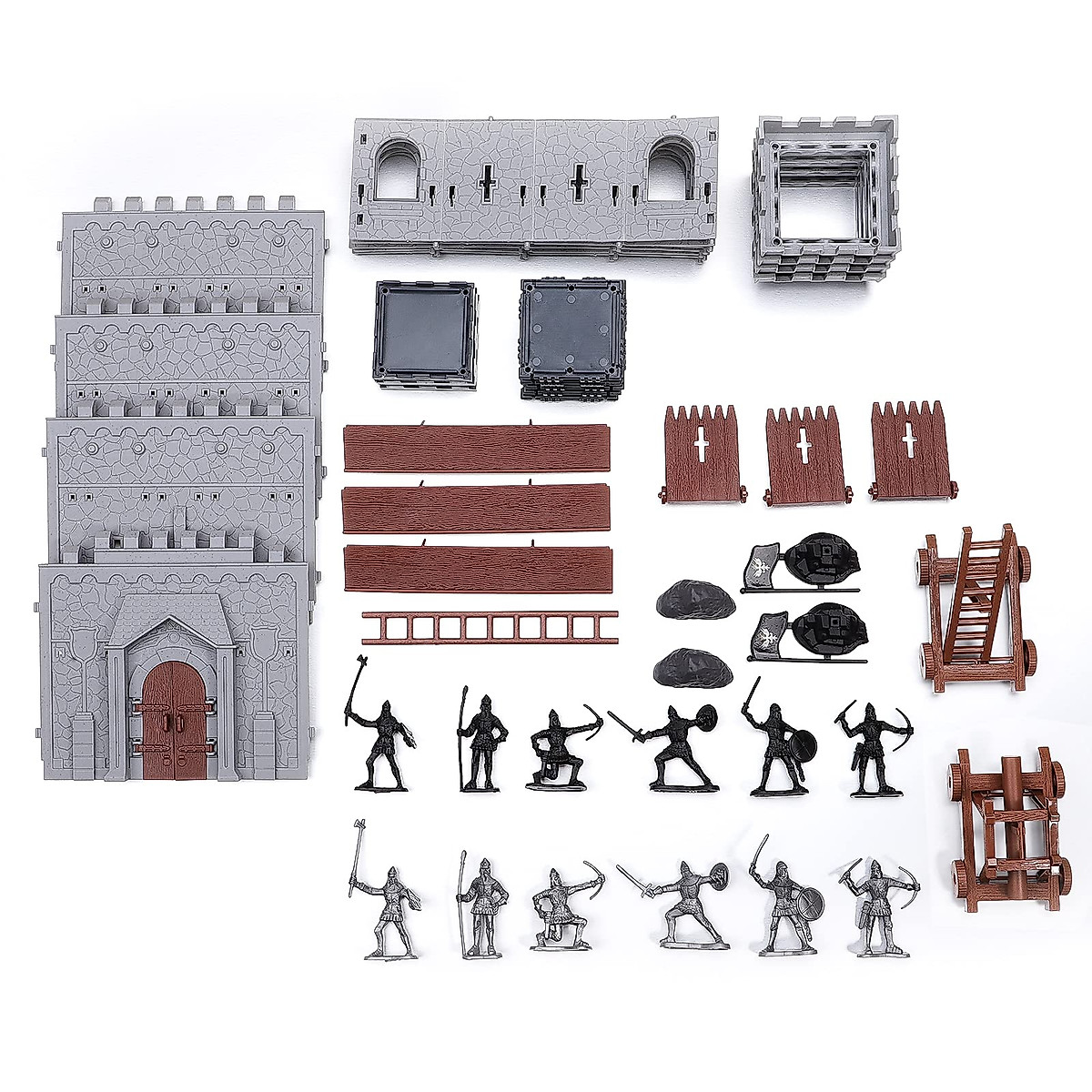 Kangkang Army Men,Knight Toys Military Toys DIY Medieval Miniature Toy Castle,Castle Toy for Boys Army Men Set Contains Assemble Castle,Crash Car,12 Plastic Soldiers (A)