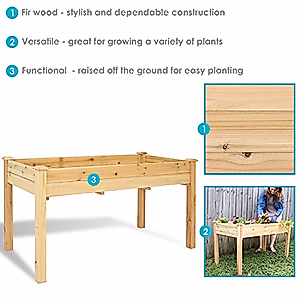 Sunnydaze Outdoor Square Wood Raised Garden Bed - 48-Inch Square - Elevated Planter Box for Flower, Vegetable, and Herb Gardening - Perfect for Garden or Yard