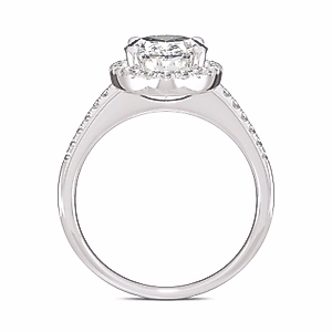 Charles & Colvard Created Moissanite 12x8mm Oval Cut Elongated Engagement Ring for Women | 4.75 cttw DEW | Lab Grown | Solid 14K White Gold with Rhodium | Size 6