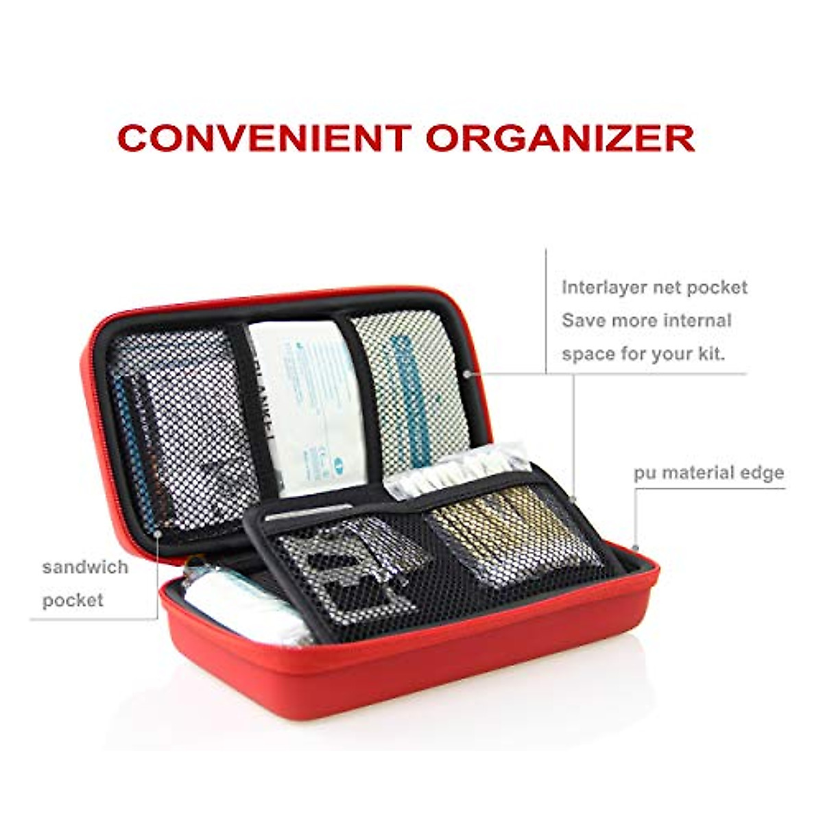 SHBC Small Travel First Aid Kit (152 Pieces) Compact Mini Waterproof Bag with Survival Medical Items for Car, Home, Travel, Hiking, Office, Outdoors, Boat, Camping, Workplace, and School.