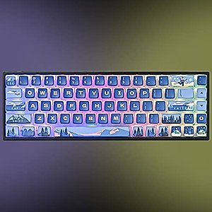Fogruaden Pudding Keycaps 60 Percent, 118 Dye-Sublimation Keycaps Set, ASA Profile Custom Keycaps for Cherry Gateron MX Switches Mechanical Keyboard(Blue Polar)