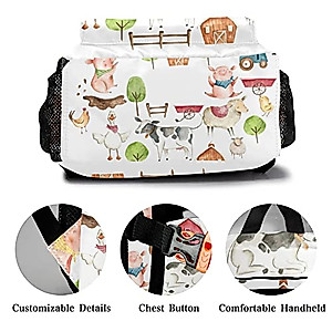 Urcustom Custom Kid Backpack, Farm Animals Farm House Personalized School Bookbag with Your Own Name, Customization Casual Bookbags for Student Girls Boys