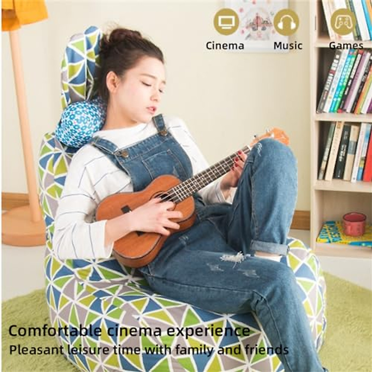 DAUTAI Bean Bag Chair for Kids, Fluffy Lazy Sofa, Breathable Fabric Sturdy Durable Colourfast Bunny Shape, for Organizing Children Plush Toys (No Filler),Pink,M