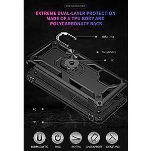 Anvzle for Samsung Galaxy A32 4G [Not Fit A32 5G] Case with [2 Pack] Tempered Glass Screen Protector, Galaxy A32 4G Heavy Duty Armor [Military-Grade] Protective, with Magnetic Ring Stand Cover (Black)