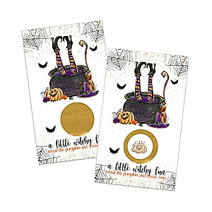 Witchy Fun Halloween Scratch Off Party Game Cards (30 Pack) Witch Scratchers Bridal Shower Halloween Reveal Lotto, Pumpkin Raffles Prize Drawings, Wedding Favors, Spooky Theme Activities for Adults
