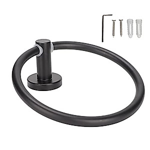 Towel Ring for Bathroom, 6.7in Diameter Towel Holder Ring, Aluminium Round Bath Towel Rings, Space Saving Ring Towel Holder, Multiuse Wall Towel Ring Holder for Bathroom Hotel(Black)