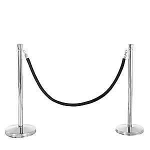 US Weight - U2140 Premier Chrome Post and Black Velvet Rope Crowd Control Stanchions