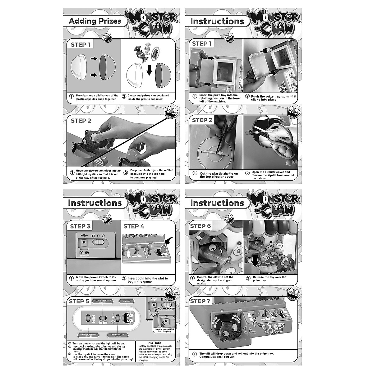 JOYIN 32Pcs Claw Machine Toys with Lights & Sounds, Mini Arcade Machine with 10 Plush Animal Characters and 8 Capsules, Electronic Claw Game Vending Grabber Machine for Kids Birthday Gift