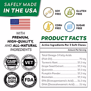 StrellaLab Dog Allergy Relief & Anti Itch Support Chews w/Omega 3: Real Ingredients, Real Taste! Skin & Coat Immune Supplement w/Fish Oil, Pumpkin & Enzymes — Developed by Experts - Made in USA -120Ct