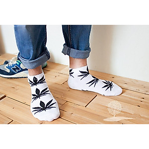 5 Pairs Unisex Marijuana Weed Leaf Boat Warm Cotton Socks US 5-9.5 (M, 4th Match)