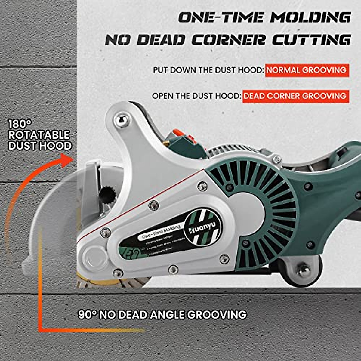 Huanyu Electric Wall Chaser 1 time Molding Wall Groove Cutting Machine Infrared Sighting 4800W Cutting Width 40mm Depth 35mm Wall Chaser Concrete Cutter Magnesium Alloy for Cement Brick Marble 110V