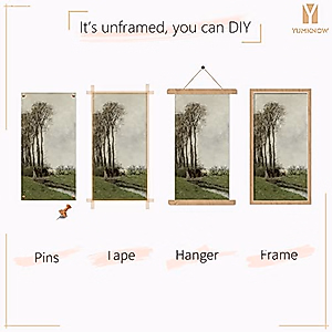 Unframed Rolled Farmhouse Vertical Wall Art Canvas - 12x24 Vertical Wall Pictures - Long Narrow Artwork - Vertical Poster - Oblong Skinny Wall Decor Living Room - French Country Landscape Oil Painting