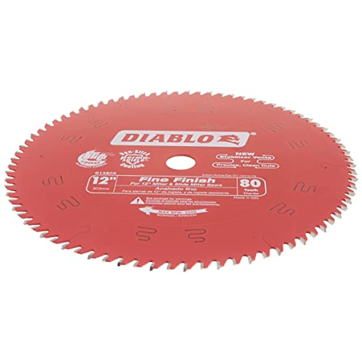 Freud D1280X Diablo 12-Inch 80 Tooth ATB Crosscutting Saw Blade with 1-Inch Arbor, Red
