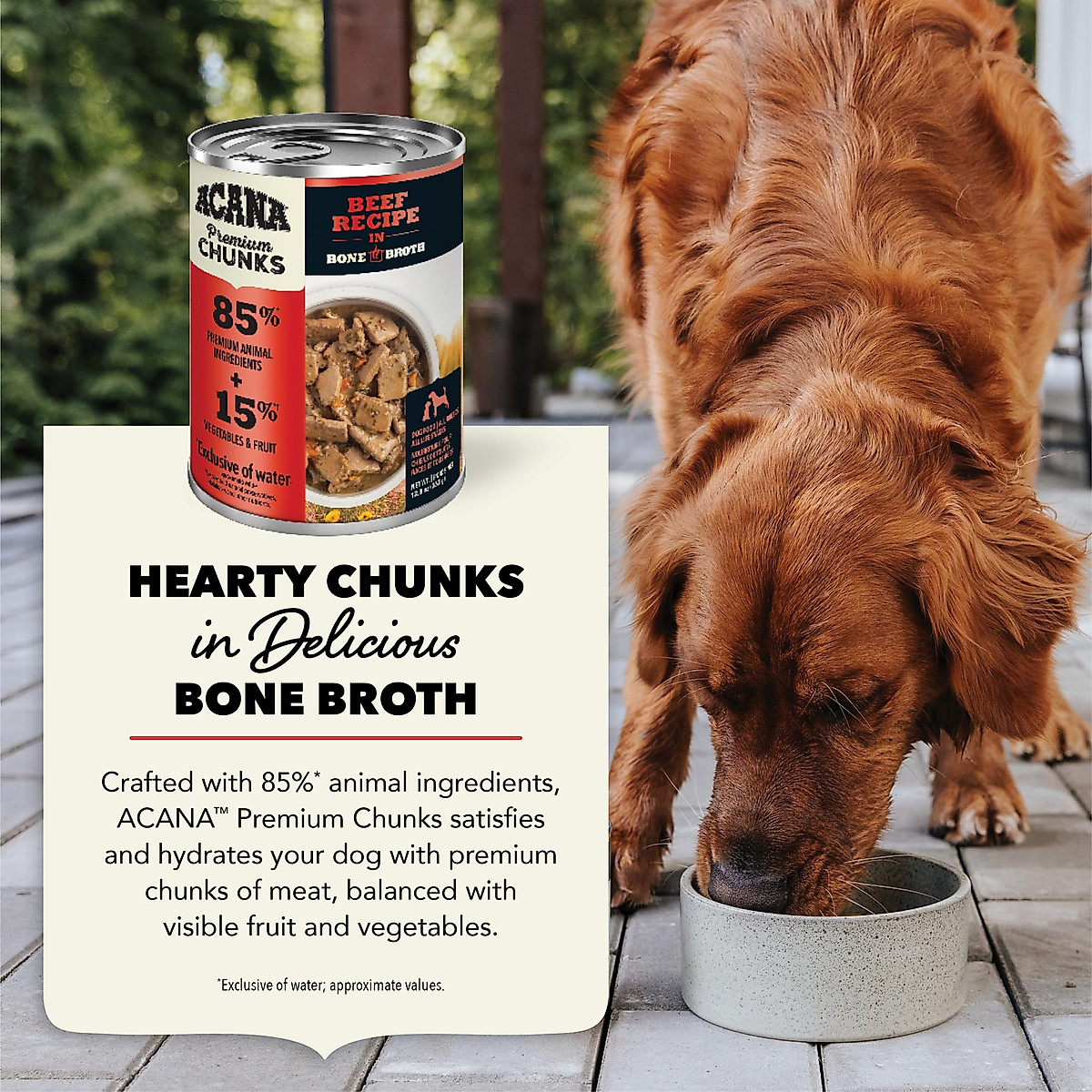 ACANA Premium Chunks Wet Dog Food, Beef Recipe in Bone Broth, 12.8oz (Case of 12)