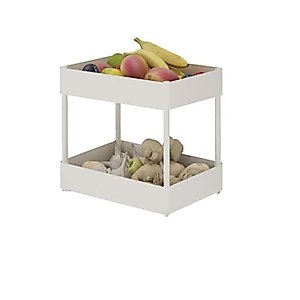 SLDMJFSZ Under Sink Organizer,2 Tier Cabinet Storage Rack with Hooks, Hanging Cups, Multi-Purpose Storage Shelf for Home Kitchen,White