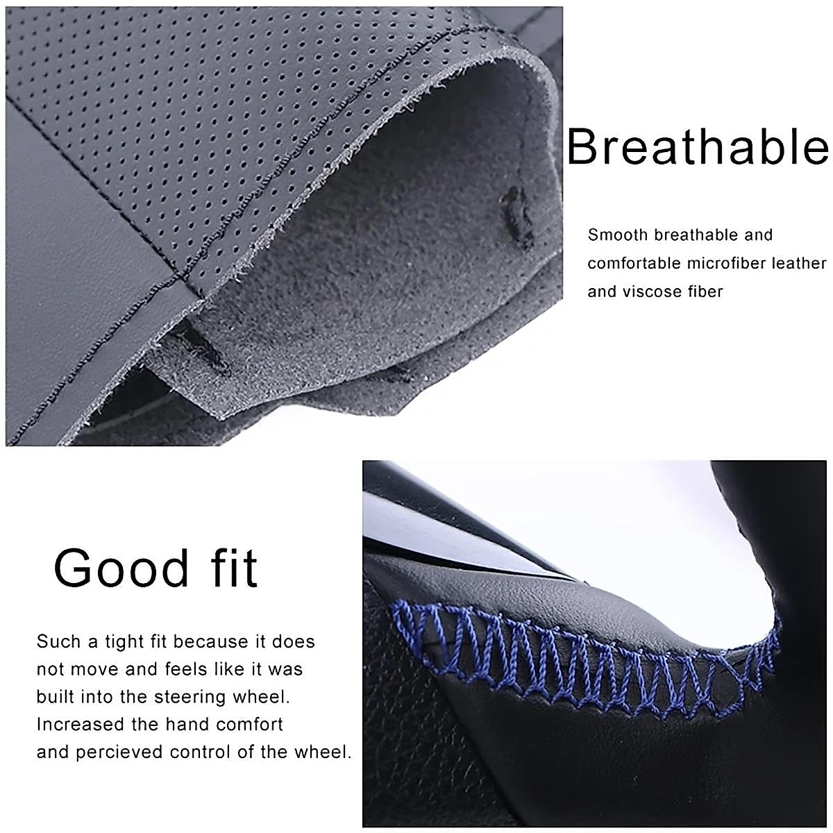 Fit for Volvo S60 2004-2010,Stitch Steering Wheel Cover,Lace Up Steering Wheel Cover,Non-Slip Sew On Steering Wheel Cover