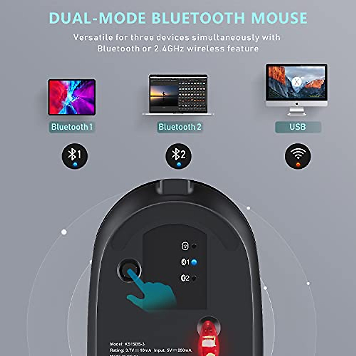 Bluetooth Keyboard Mouse, Multi-Device Wireless Keyboard and Mouse Combo, Ultra Slim, Rechargeable, Dual-Mode(Bluetooth 4.0 + USB), Windows/Mac OS/Android (Black)