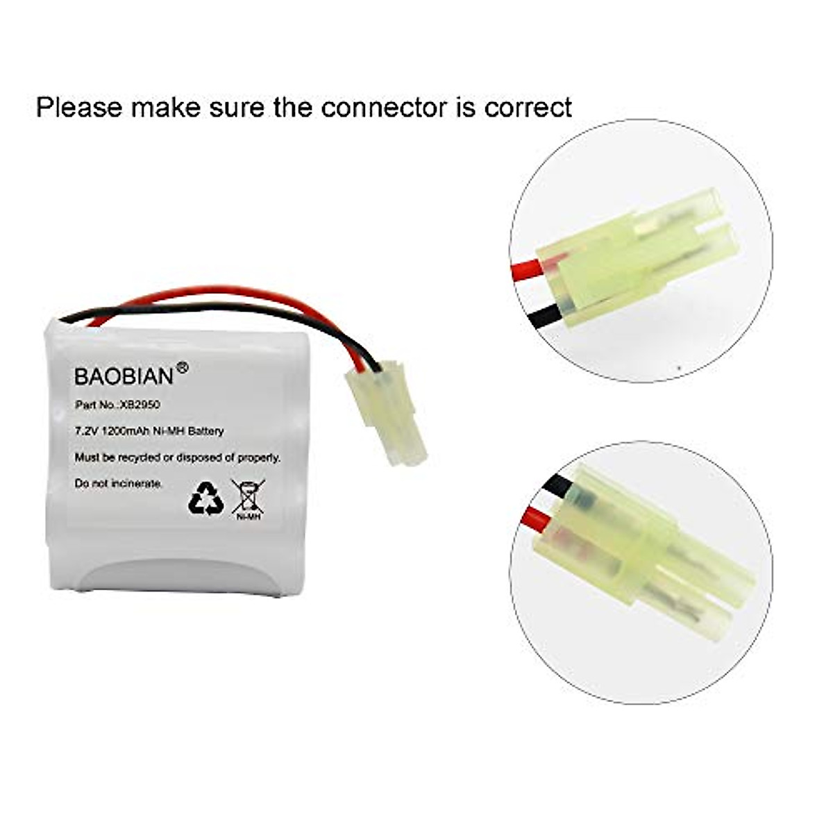 BAOBIAN XB2950 7.2V 1200mAh Ni-Mh Battery Pack Compatible with Shark V2950 V2950A V2945Z V2945 Floor & Carpet Sweeper