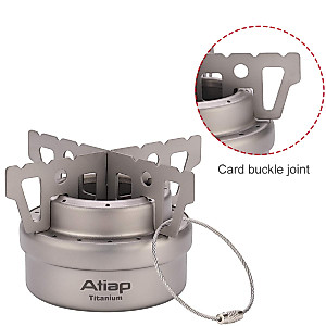 ATiAP Alcohol Stove Backpacking Stove Camping Stove Alcohol Burner with Cross Stand Titanium Ultralight Portable