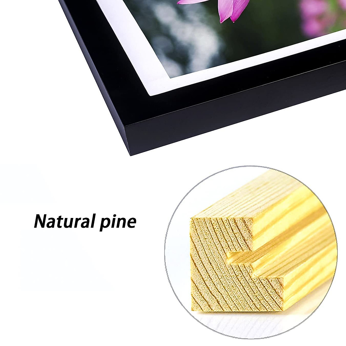 Mxtallup 40x40 Diamond Painting Frames Picture Wood,Display Pictures16x16 Inch/ 40x40 cm with Mat or 18x18 Inch/45x45cm Without Mat, Diamond Embroidery Photo Frame Diamond Art frames Black (TK007)