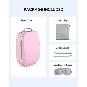 Aubika Pink Carrying Case for Meta Quest 3S/Quest 3/Oculus Quest 2/Pico 4/Quest Pro/Vision Pro, Compatible with Elite/Battery Headset Strap Accessories, Hard Travel Case