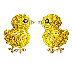 Navachi 18k Gold Plated Chicken Yellow Crystal Enamel Az1011s Stud Earrings