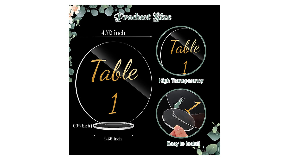 Sintuff 30 Pcs Acrylic Table Numbers Wedding Table Numbers with Stands ...