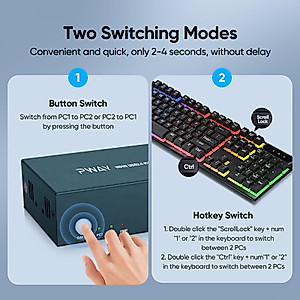 HDMI KVM Switch Dual Monitor, 2 Port KVM Switch 4K@30Hz, KVM Switch 2 Computer 2 Monitor, KVM Supported Wireless Keyboard & Mouse and Hotkey Switch, Dual Monitor KVM Switch with 4 HDMI Cables