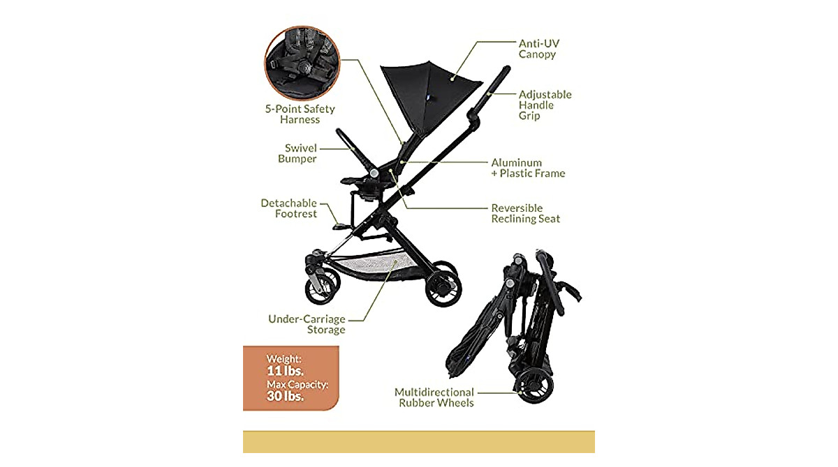 Unilove On The Go Lightweight 2-in-1 Stroller | Travel Ready