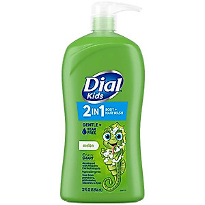 Dial Kids all in one hair, body wash and bubble bath, Tear free and gentle on skin, Melon Scent, 32 fl oz