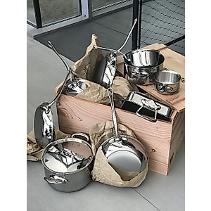 Mauviel M'Cook 5-Ply Polished Stainless Steel 2-Piece Frying Pan Set With Cast Stainless Steel Handles, Made In France