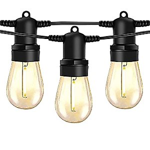 GHUSTAR 96FT (2-Pack*48FT) LED Outdoor String Lights, Waterproof Patio Lights with Shatterproof Dimmable S14 Bulbs Heavy-Duty Outdoor String Lights, Vintage Patio Lights for Wedding Party