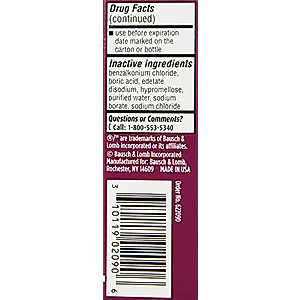 Bausch and Lomb Opcon-A Eye Allergy Relief Drops, Travel Size 0.5 FL OZ (15 ml) - Pack of 6