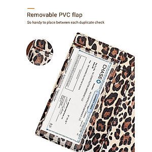 Zreal Checkbook Cover for Men & Women, Premium Vegan Leather Checkbook Holder Slim Wallets for Top & Side Tear Duplicate Checks with RFID Blocking (Light Cheetah)