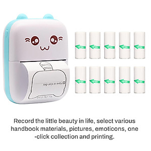 Keebgyy Mini Sticker Receipt Printer Portable Pocket Printer Thermal Inkless Printing Paper Including 5 Rolls for Photo Journal Notes 57x25mm Adhesive Thermal Paper (10 Rolls)