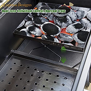 Captiva Designs Extra Large Charcoal BBQ Grill with Oversize Cooking Area(794 sq.in.), Outdoor Cooking Grill with 2 Individual Lifting Charcoal Trays and 2 Foldable Side Tables