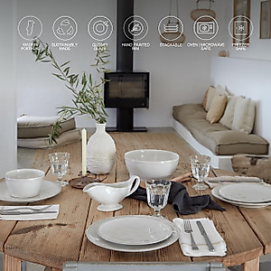 Casafina Ceramic Stoneware Soup & Pasta Bowl - Fontana Collection, White | Microwave & Dishwasher Safe Dinnerware | Food Safe Glazing | Restaurant Quality Tableware