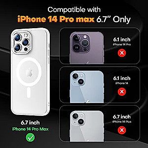 KISEN for iPhone 14 Pro Max Case Magnetic Compatible with MagSafe Slim Translucent Matte Phone Case Cover 6.7 inch, Frosted White