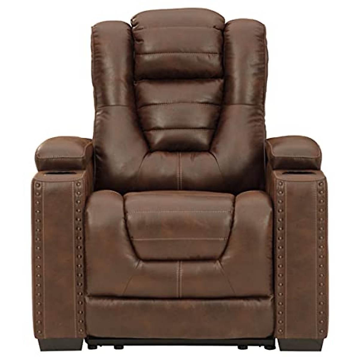 Signature Design by Ashley Owner's Box Faux Leather Power Recliner with Adjustable Headrest, Brown