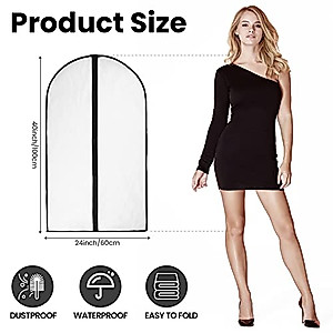 18 Pack Garment Bags for Hanging Clothes Travel Bulk Clear Suit Bag with Zipper Lightweight Garment Covers for Men Women (24 x 40 Inch)