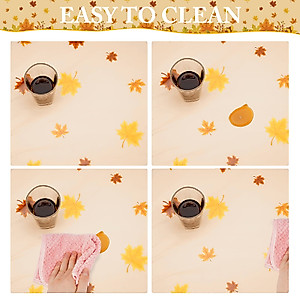 CAKKA Thanksgiving Tablecloth Plastic 54x108 Inch, 2 Pack Disposable Fall Pumpkin Table Cover, Orange Maple Leaf Rectangle Autumn Table Cloth for Fall Thanksgiving Day Table Decor Decoration