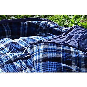 AGEMORE Cotton Flannel Sleeping Bag XL for Camping, Envelope Sleeping Bags for Adults 91"X35", Great for 3-4 Season Traveling, Hiking & Outdoor Activities, Waterproof Comfort with Compression Sack